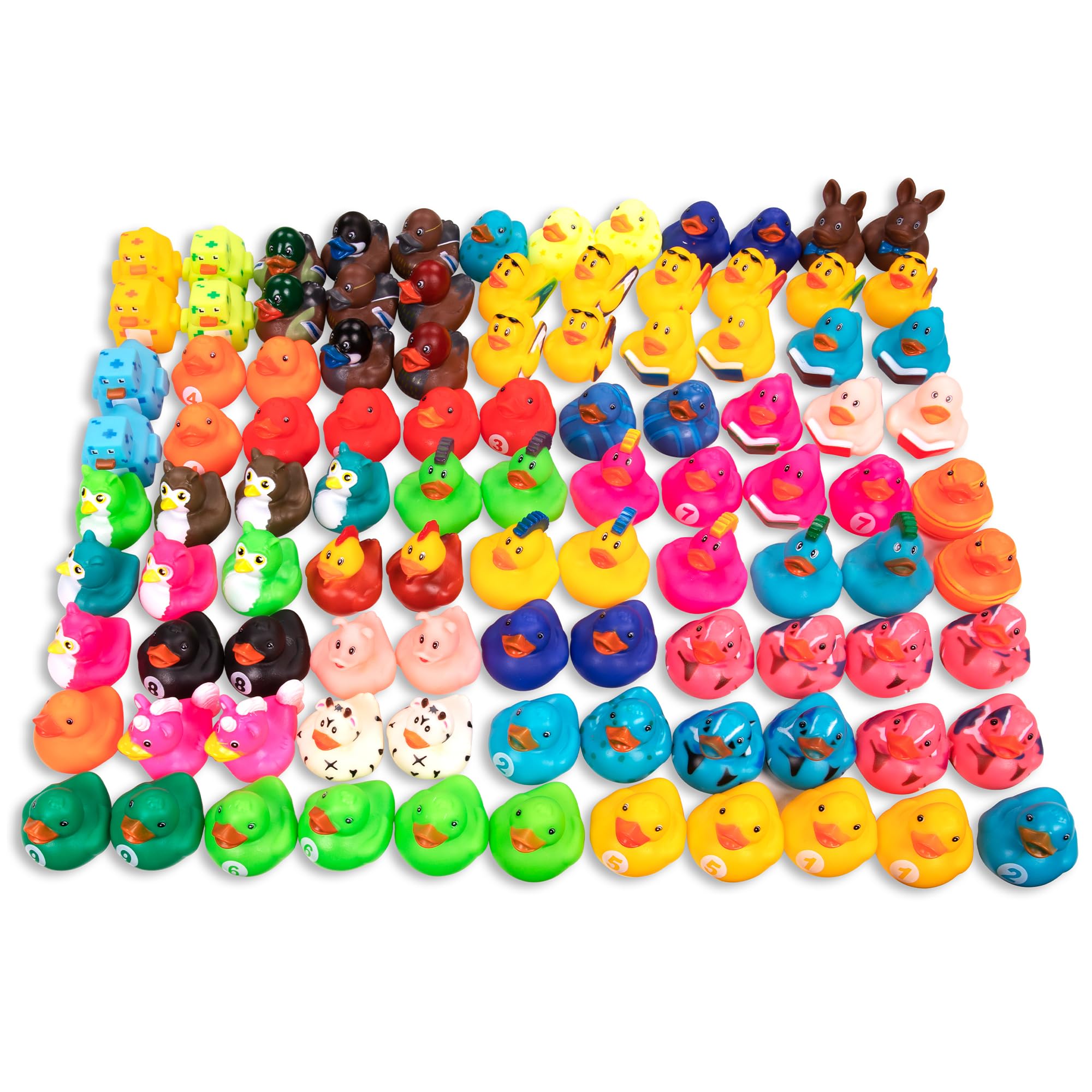 Bulk 50-Pack Assorted Rubber Ducks for Jeep Owners and Toddler Party Favors - Mini Rubber Ducks in Bulk Ideal for Rubber Ducking