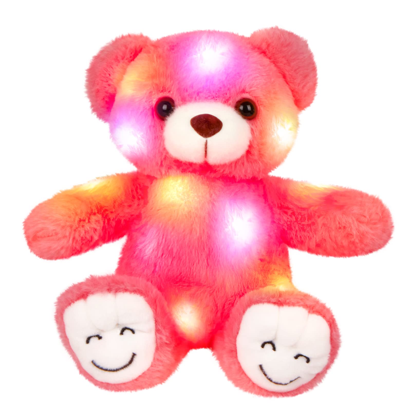 BSTAOFY Light up Plush Bears Gentle Smile Stuffed Animal Soft Fur Nightlight Toy Valentine's Day Gifts for Kids Birthday, 11.5"