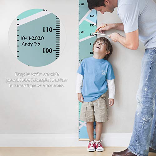 Growth Charts for Kids, Harebe Removable Canvas Wall Hanging Growth Height Chart for Home Decoration, Ruler Wall Decor for Kids, Child Boy Girl - Macaron Blue
