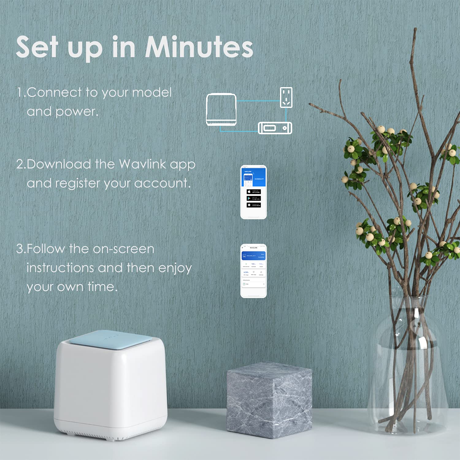 WAVLINK Mesh WiFi System, AC1200 Dual Band Mesh WiFi Router, Full Gigabit, MU-MIMO,Wave 2,Replaces Router and Extender, 2.4GHz/300Mbps+5GHz/867Mbps, Guest WiFi