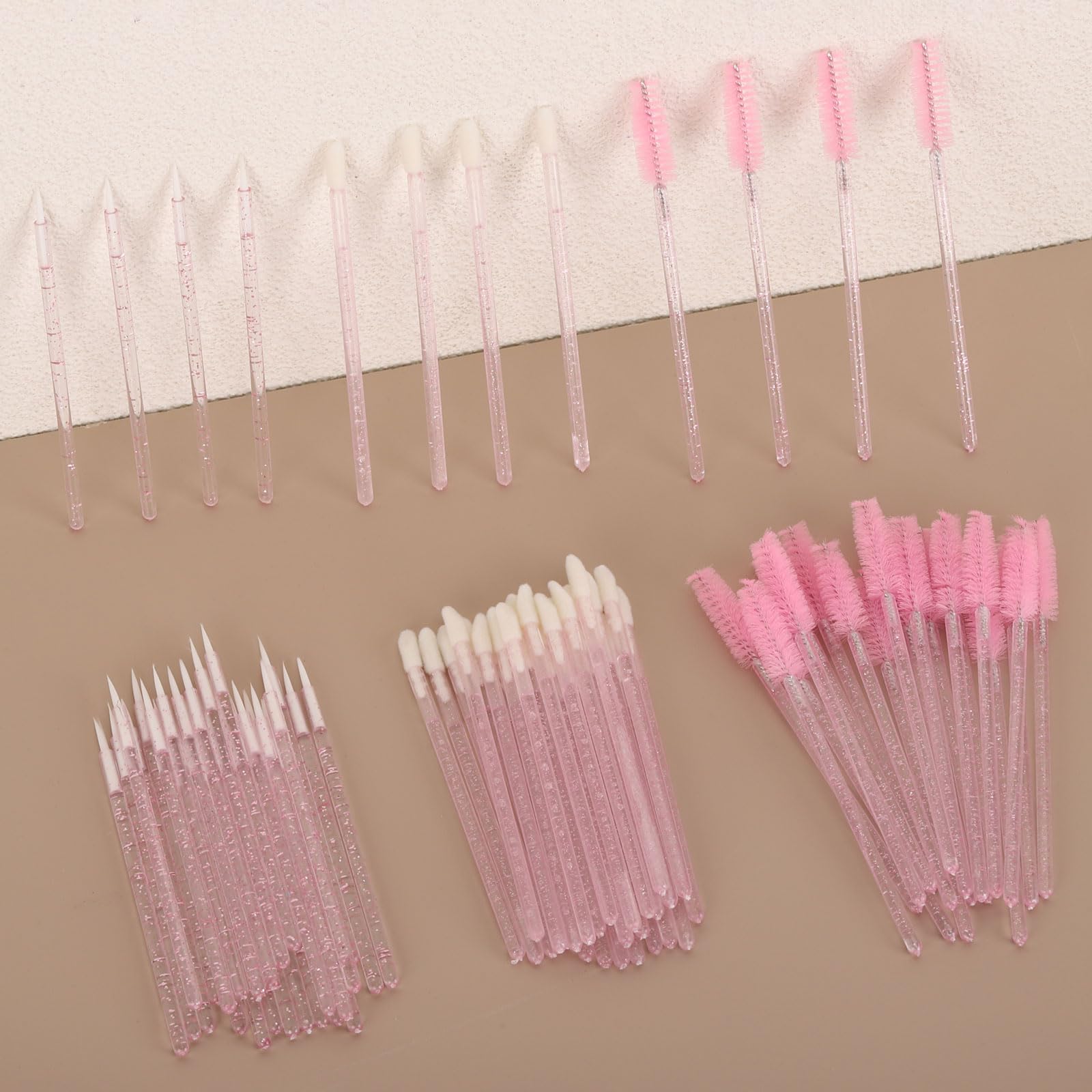 400PCS Disposable Mascara Wands Eyelash Brush and Micro Applicator Brush, Makeup Applicators Brushes Tools Kit for Eyelash Extension Pink
