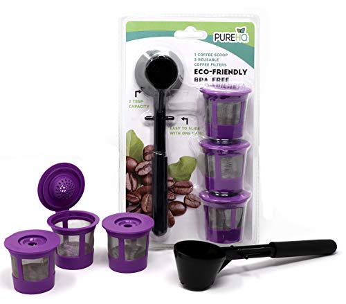 Reusable K Cups Coffee Filter Pod for Keurig 1.0 & 2.0 Machines - Coffee Scoop Funnel and 3 Pack K-Cup Filters - Universal Refillable KCups - Fits K-Duo, K-Classic, K-Elite, K-Select, K-Cafe Brewers