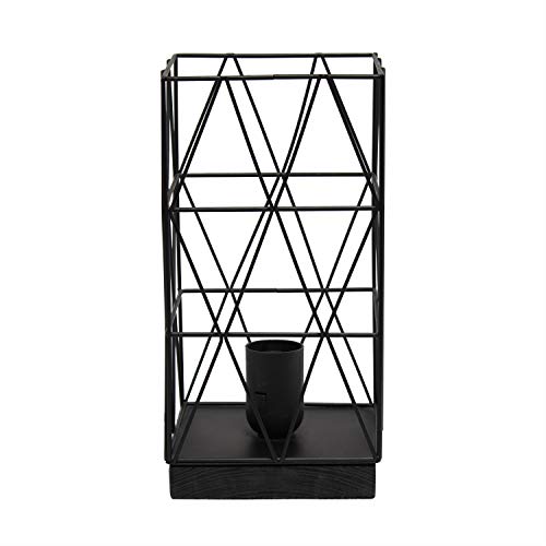 Simple Designs LT1073-BLK Geometric Square Metal Table Lamp, Black 5.13 x 5.13 x 10.25