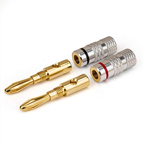 Banana Plugs 6 Pairs / 12 Pcs, Dual Screw 24K Gold Plated Speaker Plugs Audio Jack Connectors, Surround Sound Speaker Wire Banana Connectors (Silver)