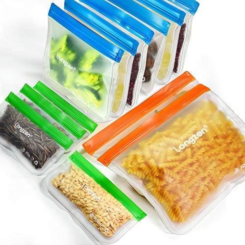 Reusable Storage Bags, longzonă12 Pcs S/M/LăReusable Sandwich Bags, Reusable Food Ziplock Bags, Small Freezer Large Storage Snack Lunch Plastic Bags, BPA Free, FDA Foodgrade, ecoFriendly Silicone Bags