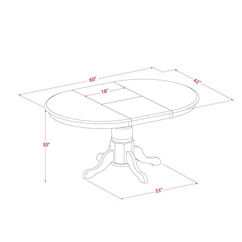 East West Furniture AVGR7-LWH-W Kitchen Set, 7 Pieces