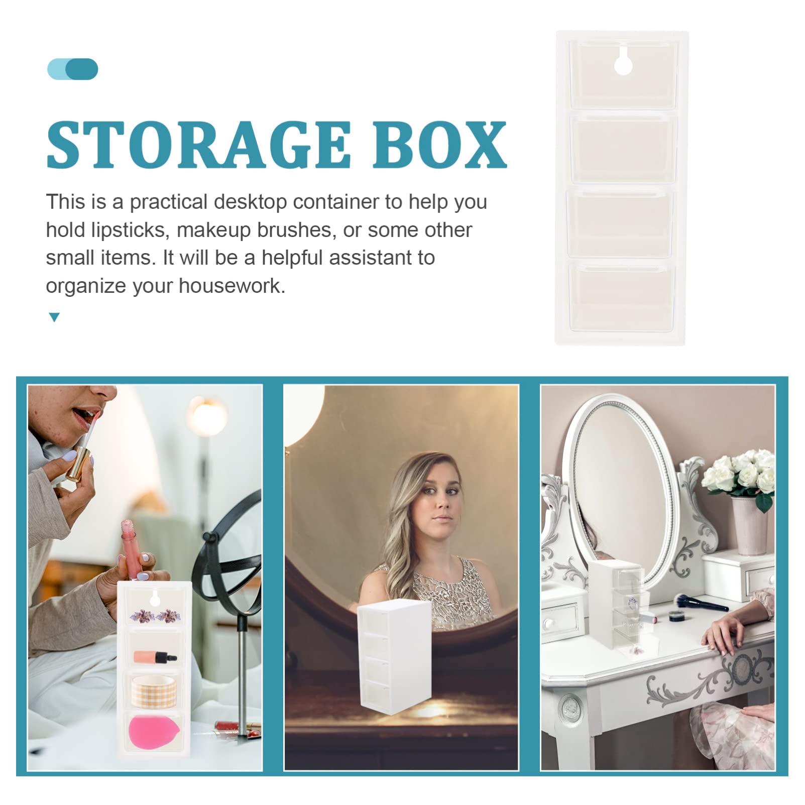 Cabilock Box Jewelry Storage Box Office Storage Cabinet Makeup Container Makeup Organizer Drawer Makeup Storage Case Cosmetic Organizer Drawer Desktop Storage Dog Plastic White Accessories