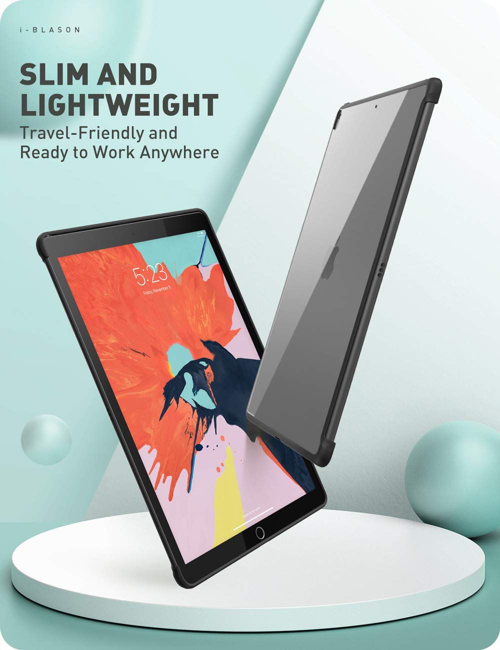 i-Blason Case for iPad 9th/8th/7th Generation, iPad 10.2 (20212020/2019), Compatible with Official Smart Cover and Smart Keyboard, Clear Slim Hybrid Case Cover for iPad 10.2 (Black)