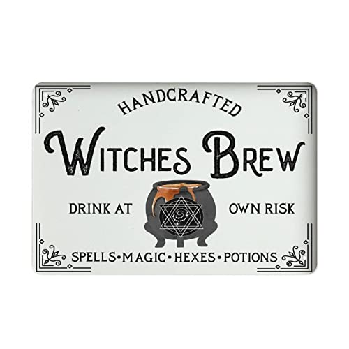 ChangQingArt Witches Brew Halloween Sign Halloween Decor Halloween Fall Decor Halloween Wall Art Witch Wall Art Metal Tin Signs Vintage Style 20x30cm