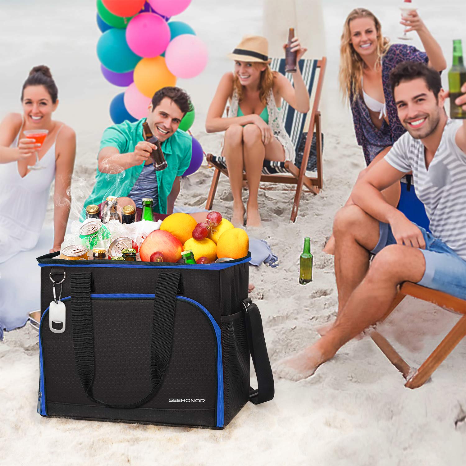 45-Can Insulated Cooler Bag Leakproof Soft Sided Cooler Bag Collapsible Portable Cooler for Camping Picnic Lunch BBQ Beach