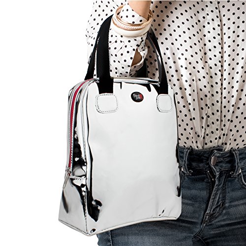 French Bull 10" Lunch bag - Insulated, Women, Girl, Tote, Purse, Kids, School - Silver