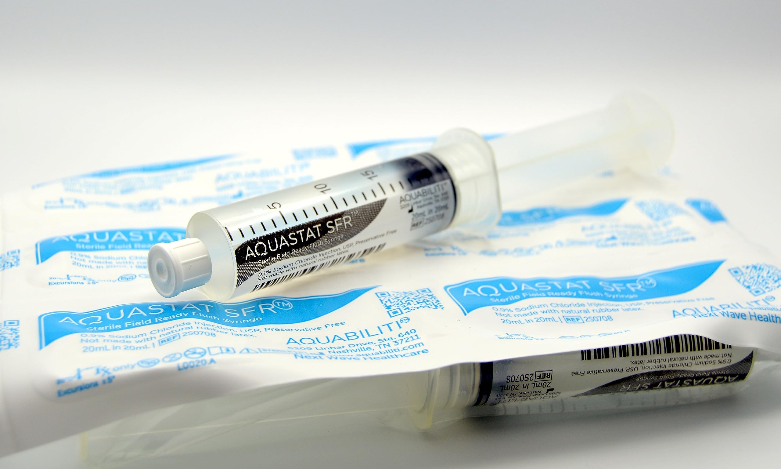 Aquabiliti Aquastat Prefilled Flush Syringe with 0.9% USP Sodium Chloride (Normal Saline)- Sterile Field Ready (80, 20 ml in 20ml) (Luer Lock)