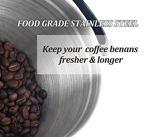 ANTOWALL Coffee Containers Stainless Steel 1.8L Coffee Jar Canister Airtight Storage Coffee Tank With Scoop & Date Tracker For Coffee Bean, Tea, Sugar, Flour (Black)