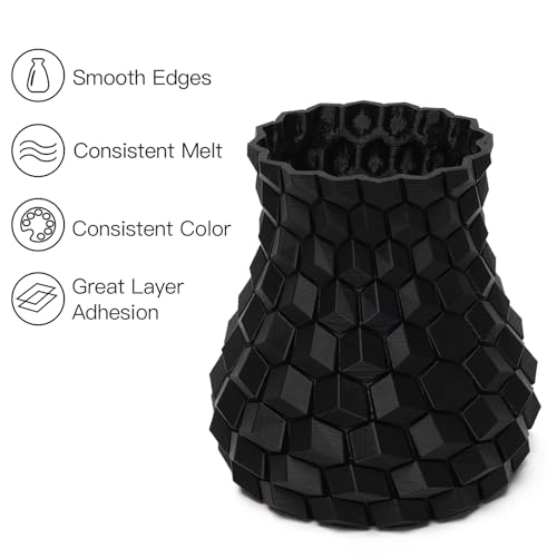 INLAND PLA 3D Printer Filament - 3D Printing PLA Filament 1.75mm, Dimensional Accuracy +/- 0.03mm - 1kg Cardboard Spool (2.2 lbs), Black PLA
