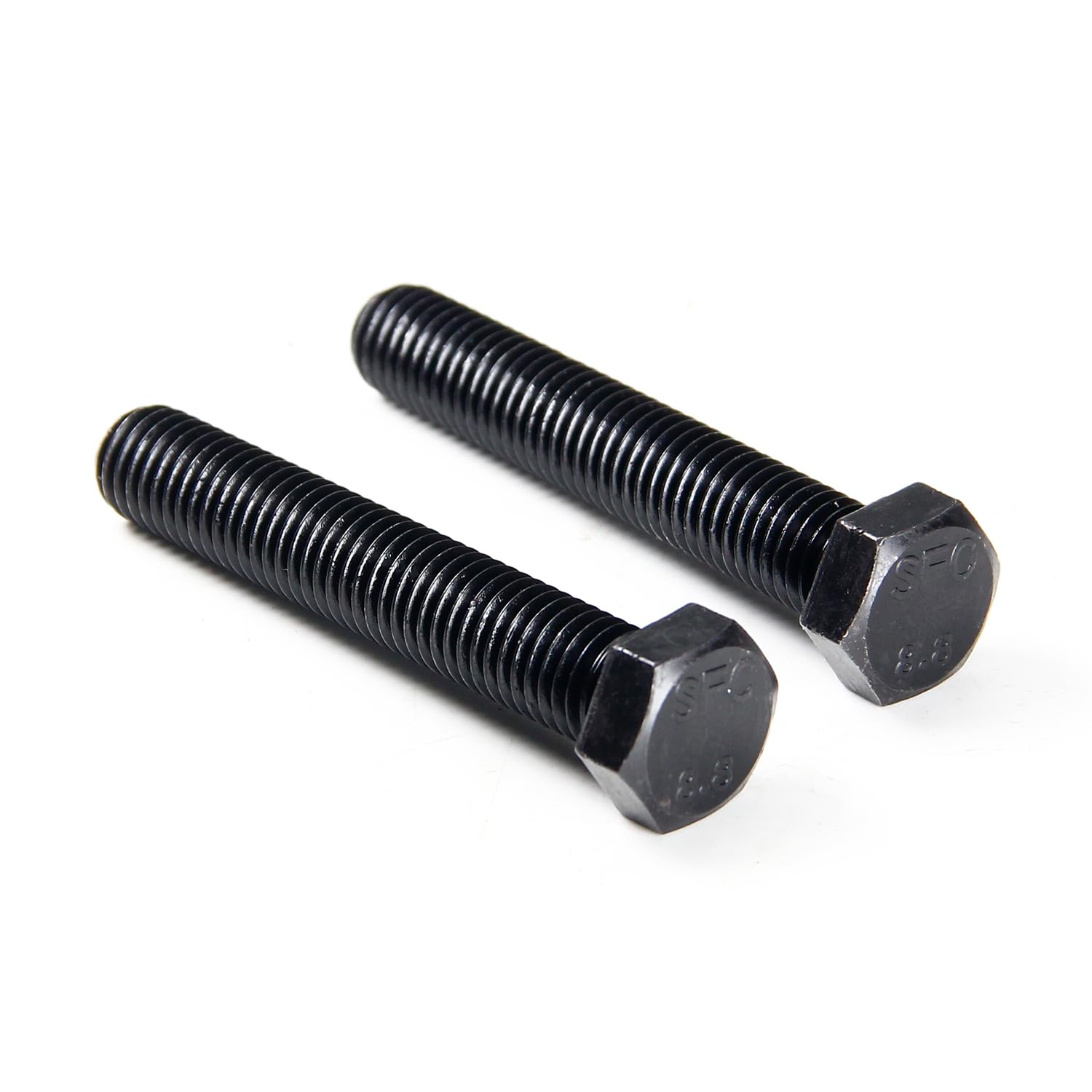 MroMax 2Pcs M12 x 70mm Hex Head Screw Bolt, Carbon Steel Grade 8.8, Black Oxide Finish, Full Thread, Hexagon Head Bolts for Furniture Repair