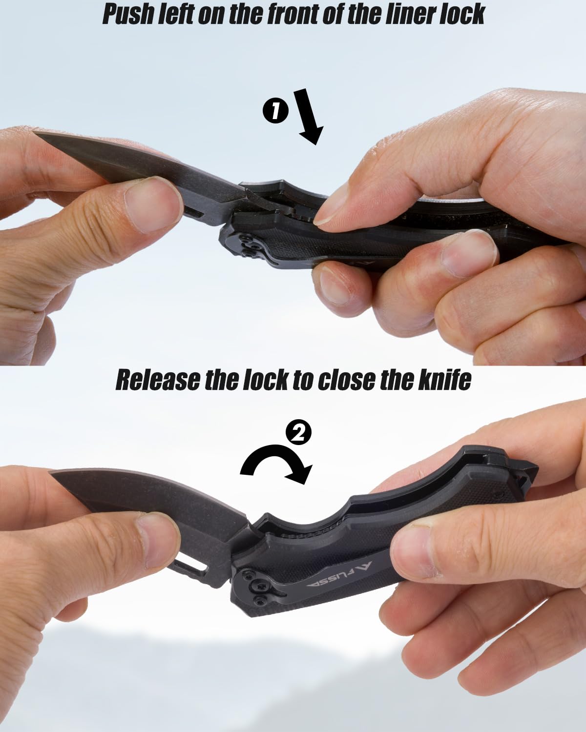 FLISSA Mini Folding Pocket Knife, 2.5-Inch Stainless Steel Drop Point Blade, EDC Pocket Knives for Men with Bottle Opener and Glass Breaker (Black)