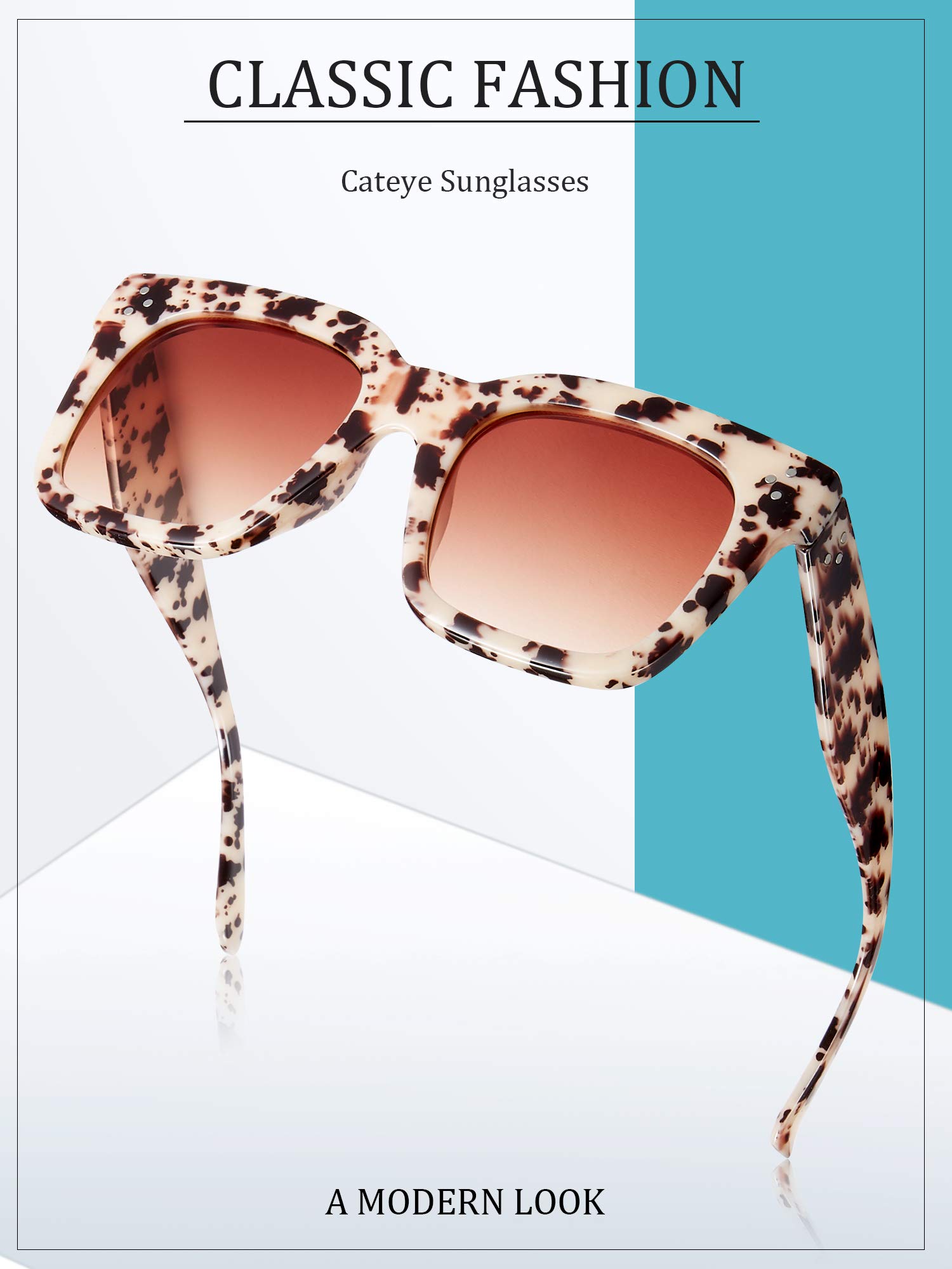 6 Pairs Oversized Sunglasses Vintage Retro Square Frame Sunglasses with Flat Lens and 3 Pieces Glass Cloths