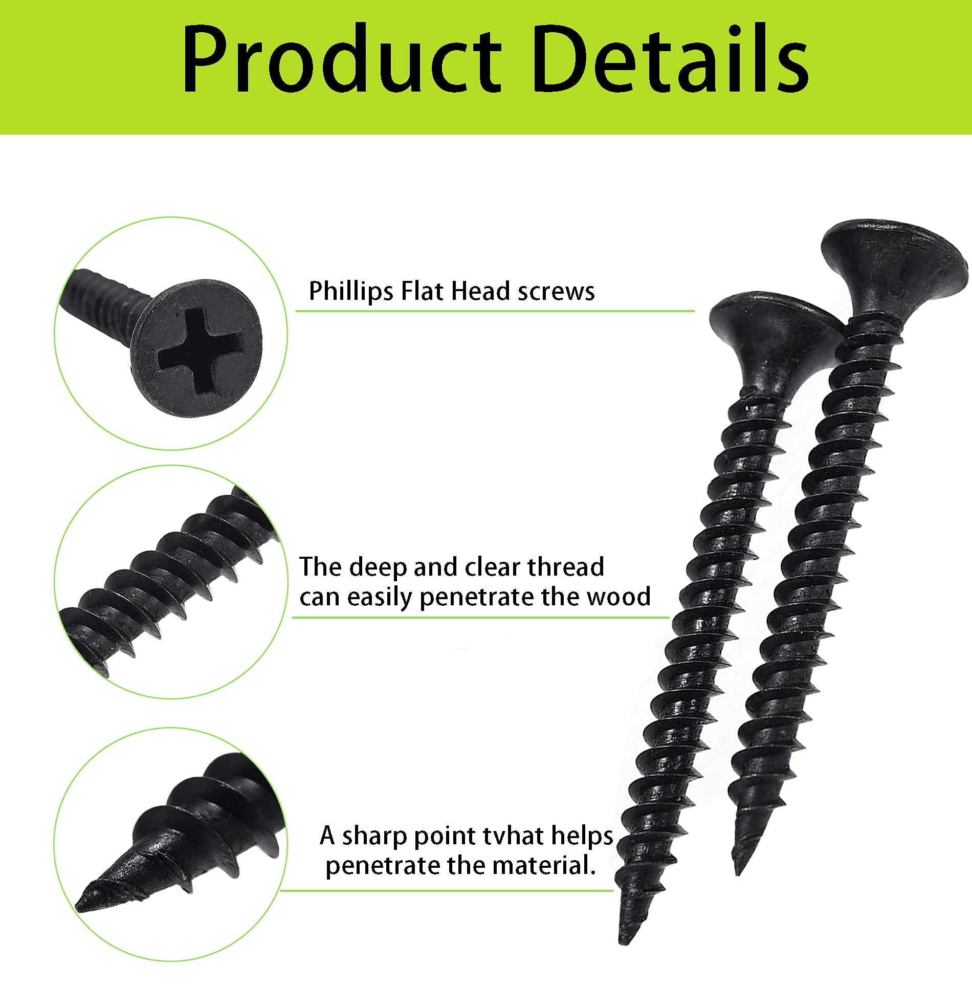 M3 Flat Head Wood Screws Assortment Fasteners Kit 420pcs,Phillips Drive Countersunk Head Self-Tapping Screws,Carbon Steel,Contains 20pcs M6 Screw Anchors