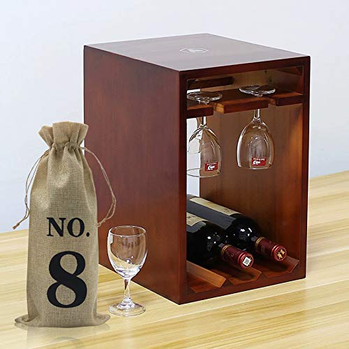 Shintop 10pcs Jute Wine Bags, 14 x 6 1/4 inches Hessian Numbered Wine Bottle Gift Bags with Drawstring for Blind Wine Tasting (Brown)