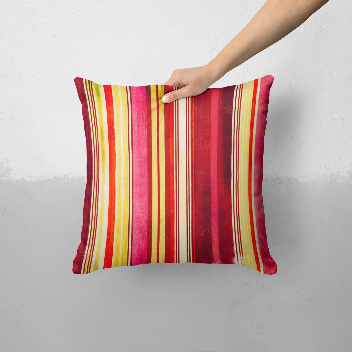 iiRov Vintage Red & Yellow Grunge Striped - Custom Decorative Home Decor Indoor or Outdoor Throw Pillow Cover Plus Cushion Set for Sofa, Bed or Couch (Pillow CASE Cover Plus Cushion)