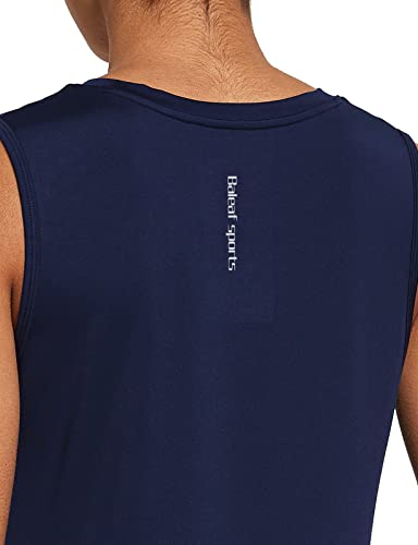 BALEAF Women's Sleeveless Athletic Shirts Workout Running Tank Tops Active Gym Tops Navy Size M