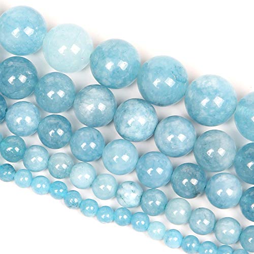 45pcs 8mm Blue Chalcedony Jades Natural Stone Beads for Jewelry Making,Energy Stone Healing Power,Enjoy DIY Fun