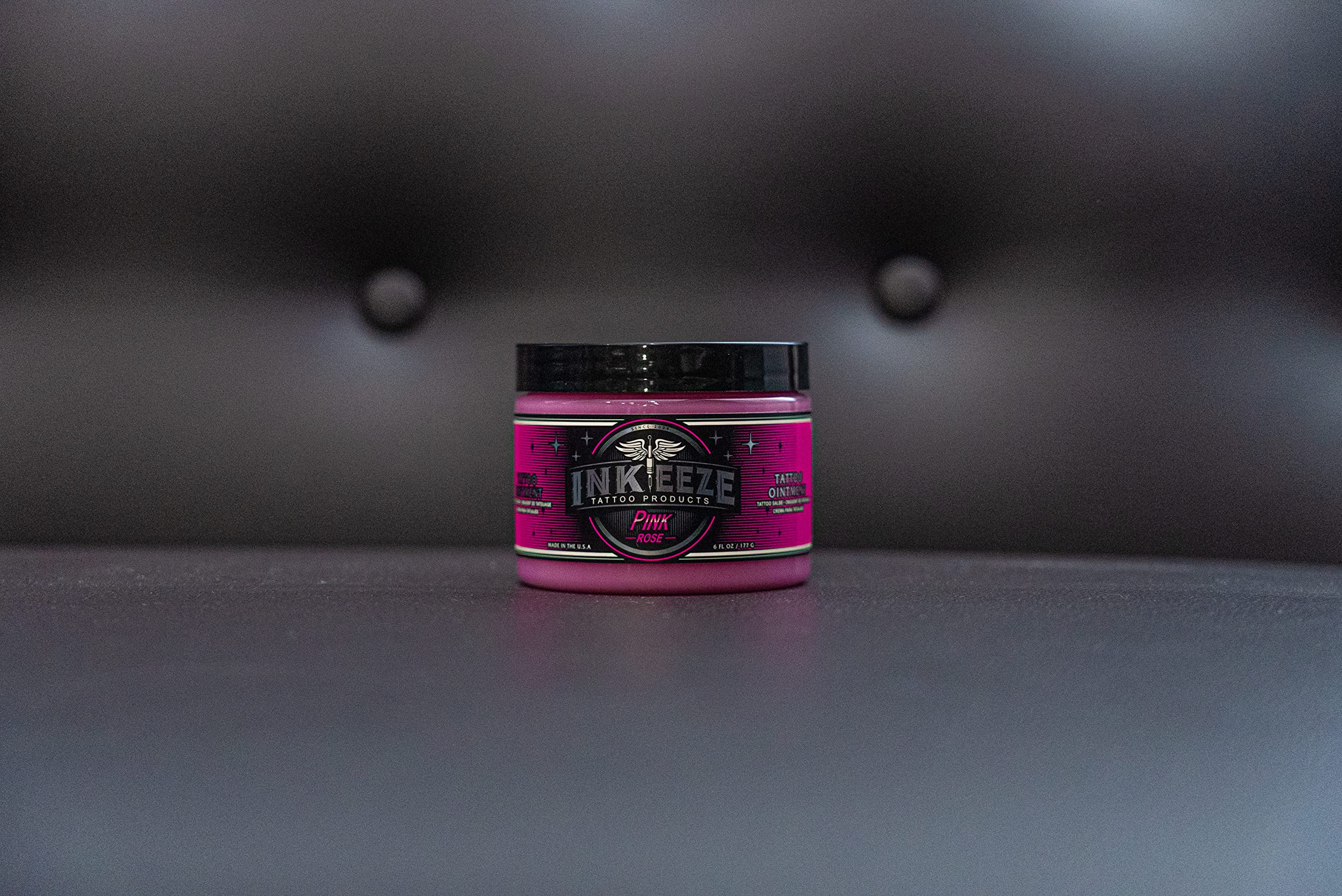 INK-EEZE Pink Tattoo Ointment for Artists and Aftercare, Essential Oils, Vegan, Cruelty Free, Made in USA, Bubble Gum, 6oz