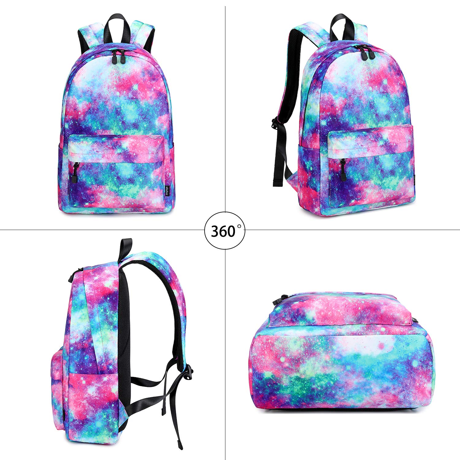 abshoo Lightweight Water Resistant Backpacks for Teen Girls School Backpack with Lunch Bag (Galaxy A Set)