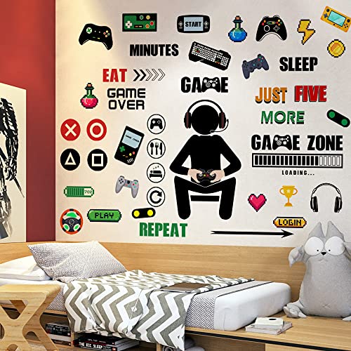 Gamer Wall Decals Stickers Glow in The Dark Wall Decals Game Wall Stickers Gaming Controller Wall Decals Game Room Decor Video Game Decal for Boys Kids Girls Bedoom Playroom Wall Decor⦠(Green)