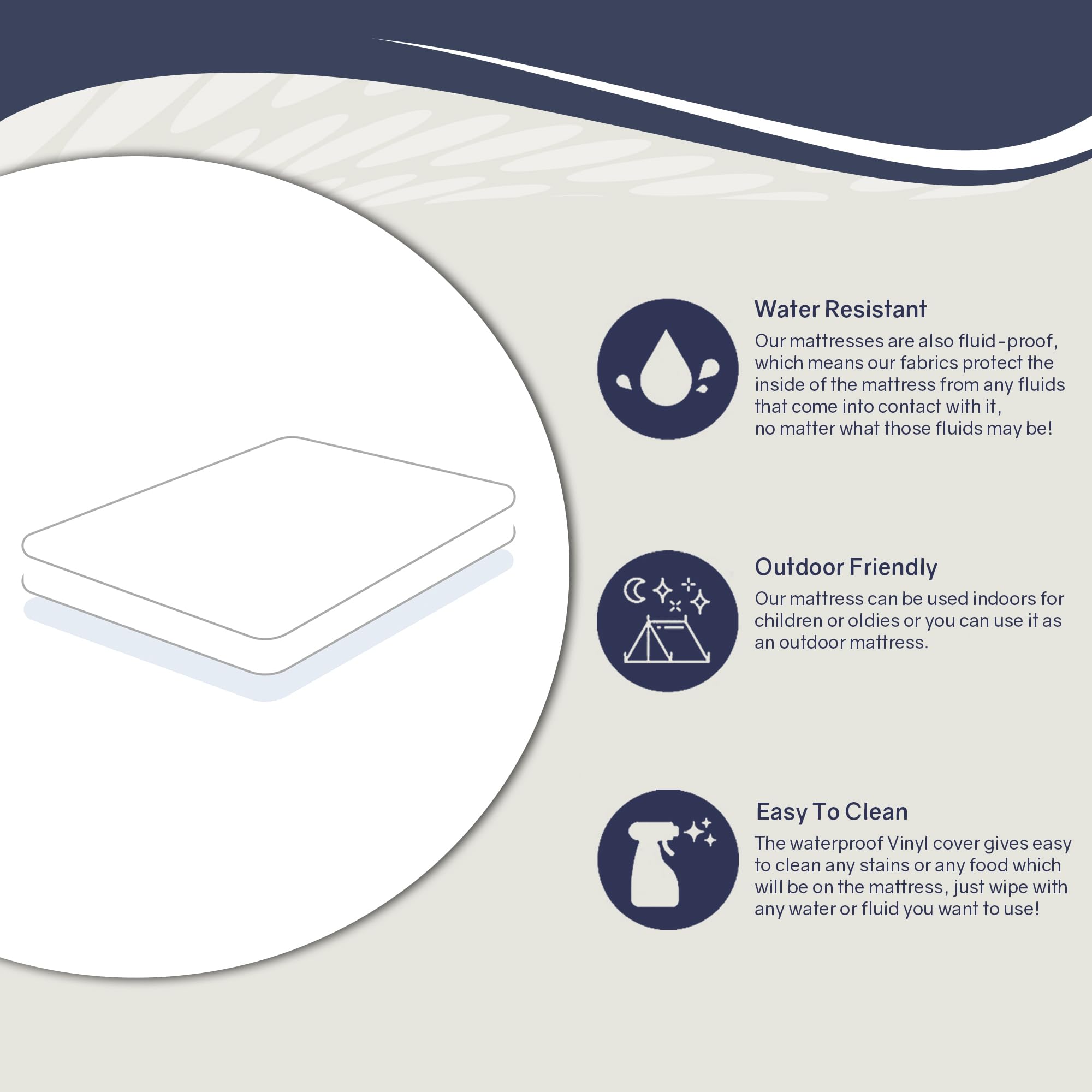 Mayton, 5-Inch Medium Firm Water-Resistance Foam Vinyl Mattress, Easy to Clean, Comfortable & Noise Free, Full