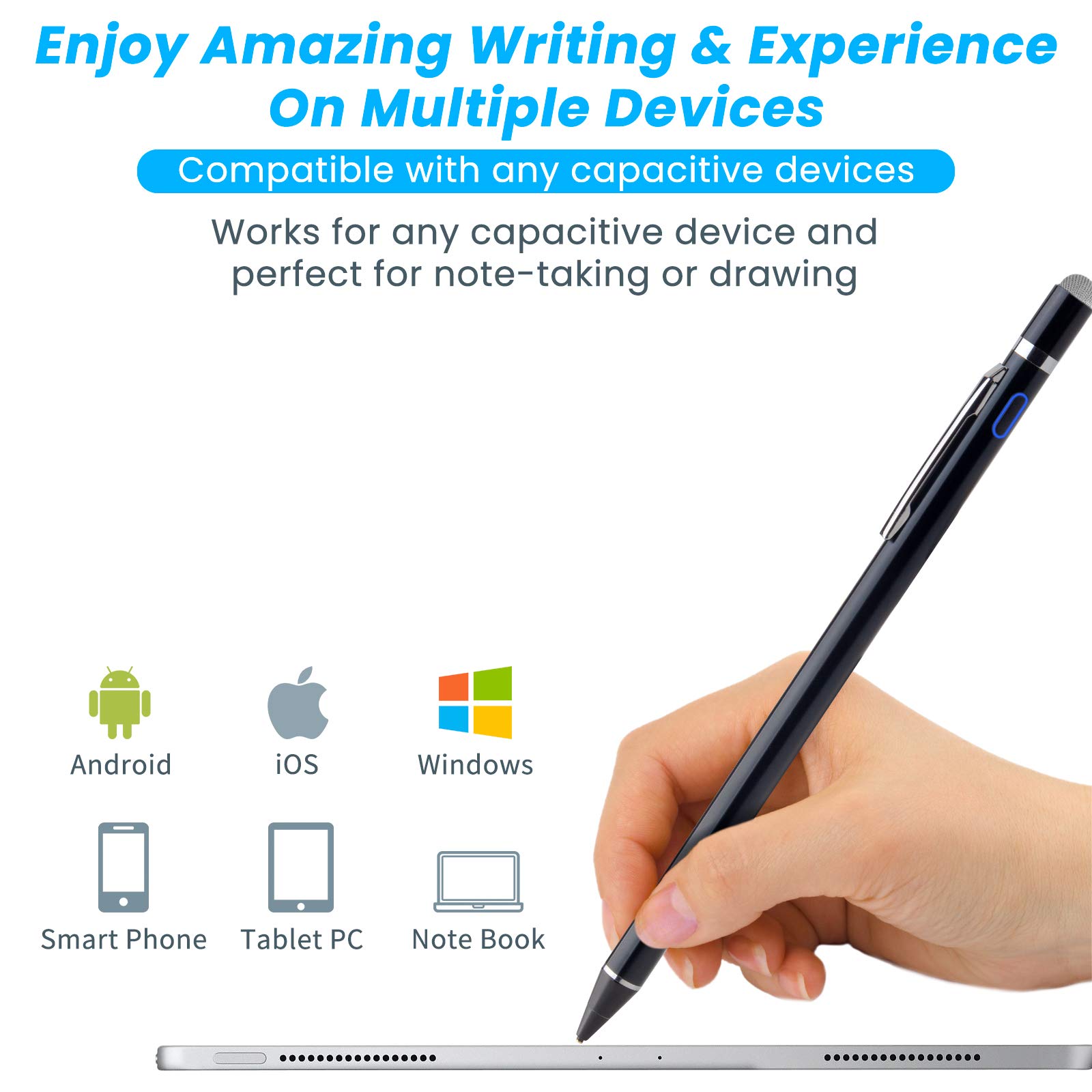 Stylus Pen for Kindle Fire HD Tablet, EDIVIA Digital Pencil with 1.5mm Ultra Fine Tip Pen for Kindle Fire HD Tablet Stylus, Black