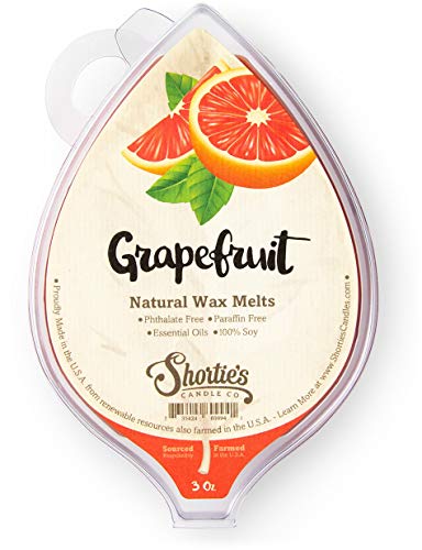 Shortie's Candle Company Grapefruit Natural Soy Wax Melts - Formula 117-1 Highly Scented 3 Oz. Bar - Made with 100% Soy and Essential Fragrance Oils - Phthalate & Paraffin Free, Vegan, Non-Toxic