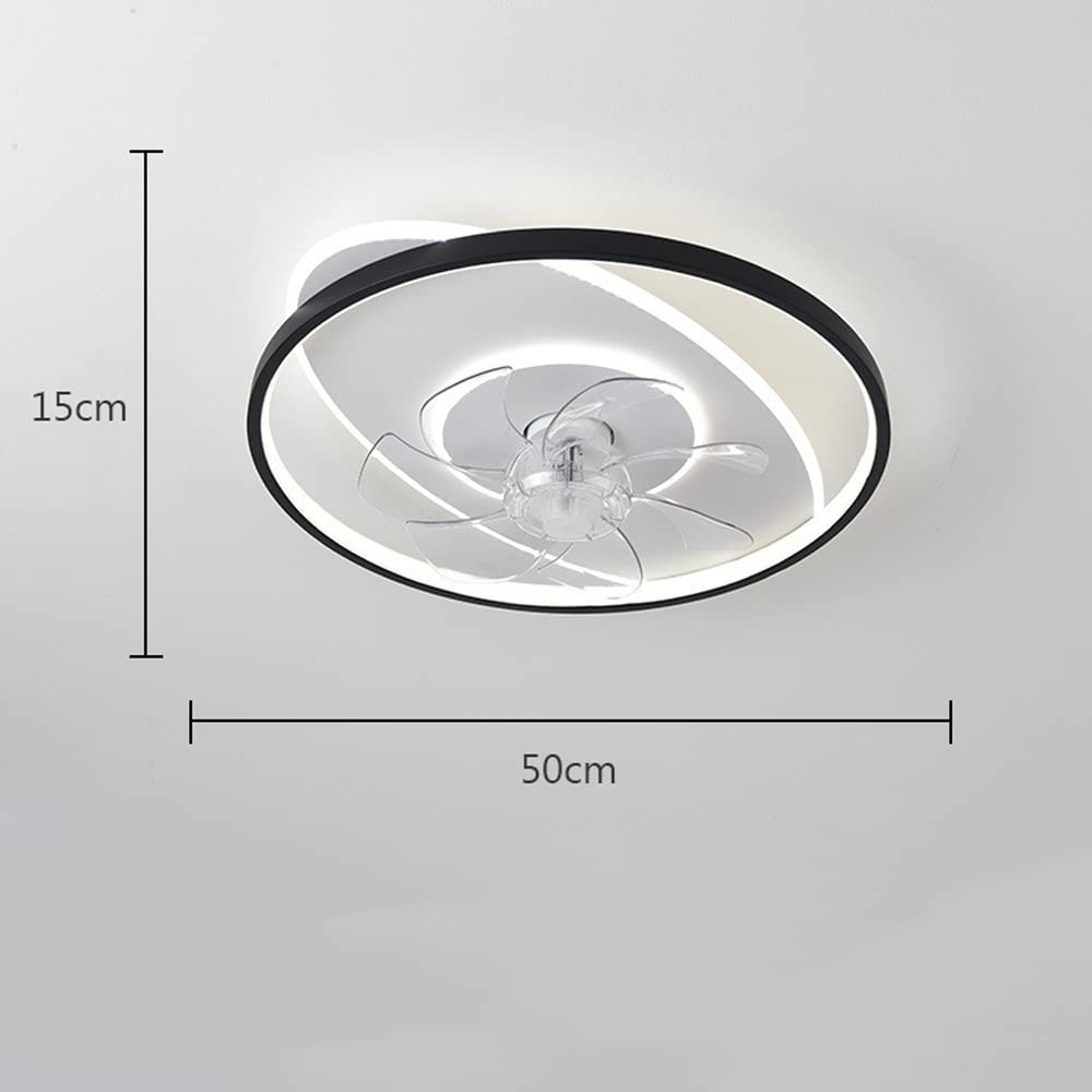360° Swing Head Ceiling Fan Light, Modern Minimalist Interior Decorative Lighting Fixture, Flush Mount Bladeless Ceiling Fans, 6-speed Wind Speed Adjustment, Reversible (64W Infinitely Dimmable)