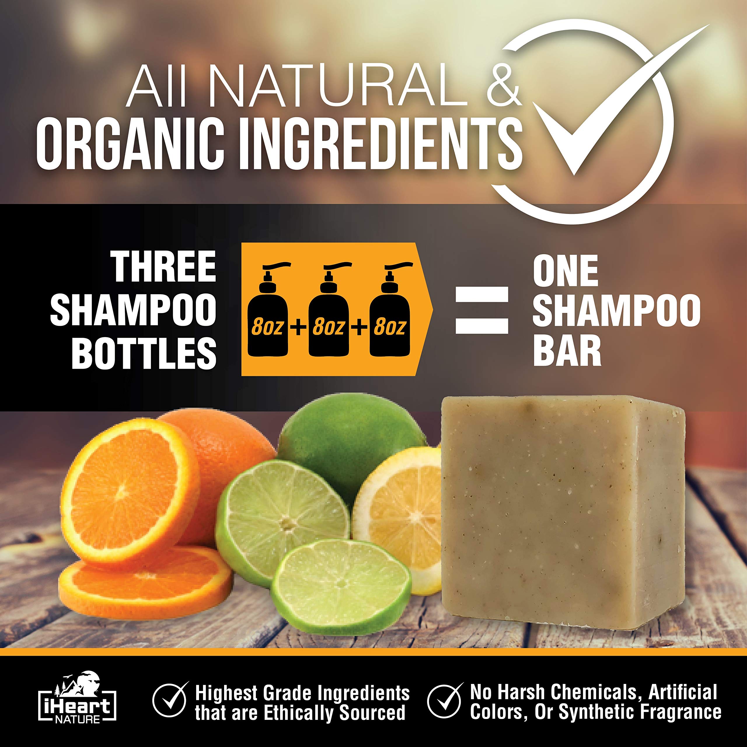 Organic Shampoo Bar (Packed with Neem Amla Shikakai Hibiscus) Made in USA (Natural Herbal Clarifying Surfactant Free) Ayurvedic Handmade Aromatherapy (Citrus)