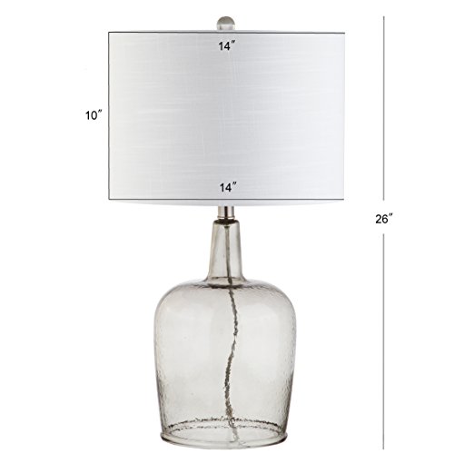 JONATHAN Y JYL4003A Augustine 26" Glass LED Table Lamp Modern Contemporary Bedside Desk Nightstand Lamp for Bedroom Living Room Office College Bookcase LED Bulb Included, Smoke Gray