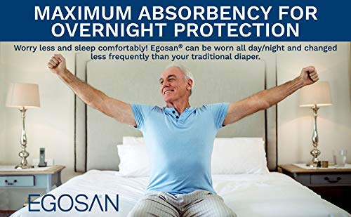 Egosan Ultra Incontinence Disposable Adult Diaper Brief Maximum Absorbency and Adjustable Tabs for Men and Women (Large Case, 60-Count)