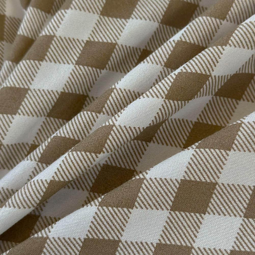 NSNLGSGC Queen Gingham Grid Duvet Cover Set Tan- Washed Microfiber Plaid Comforter Cover Set Brown Soft & Lightweight Breathable Clean Bedding Set(3PCS, Queen)