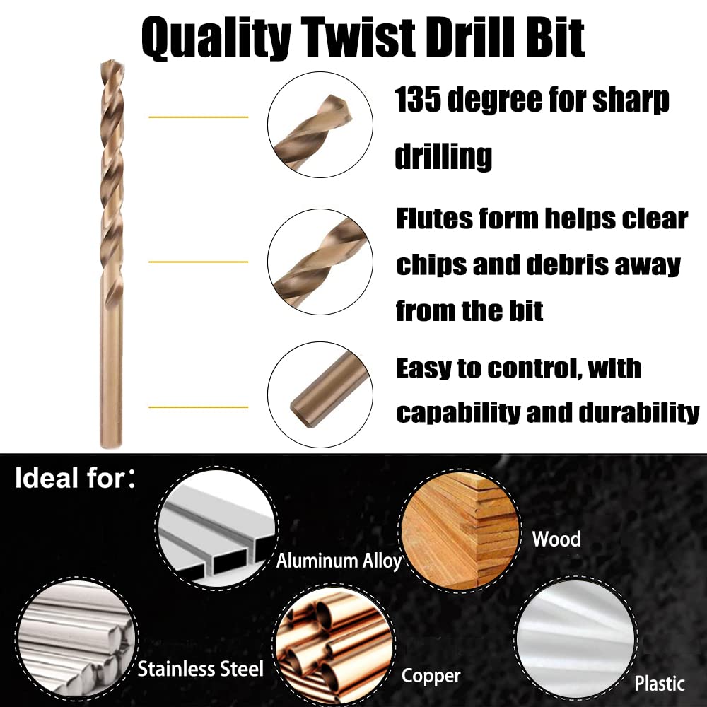 Utoolmart 1pcs 8mm Twist Drill with Titanium Coated High Speed Steel Bit HSS CO for Steel,Copper,Aluminum Alloy