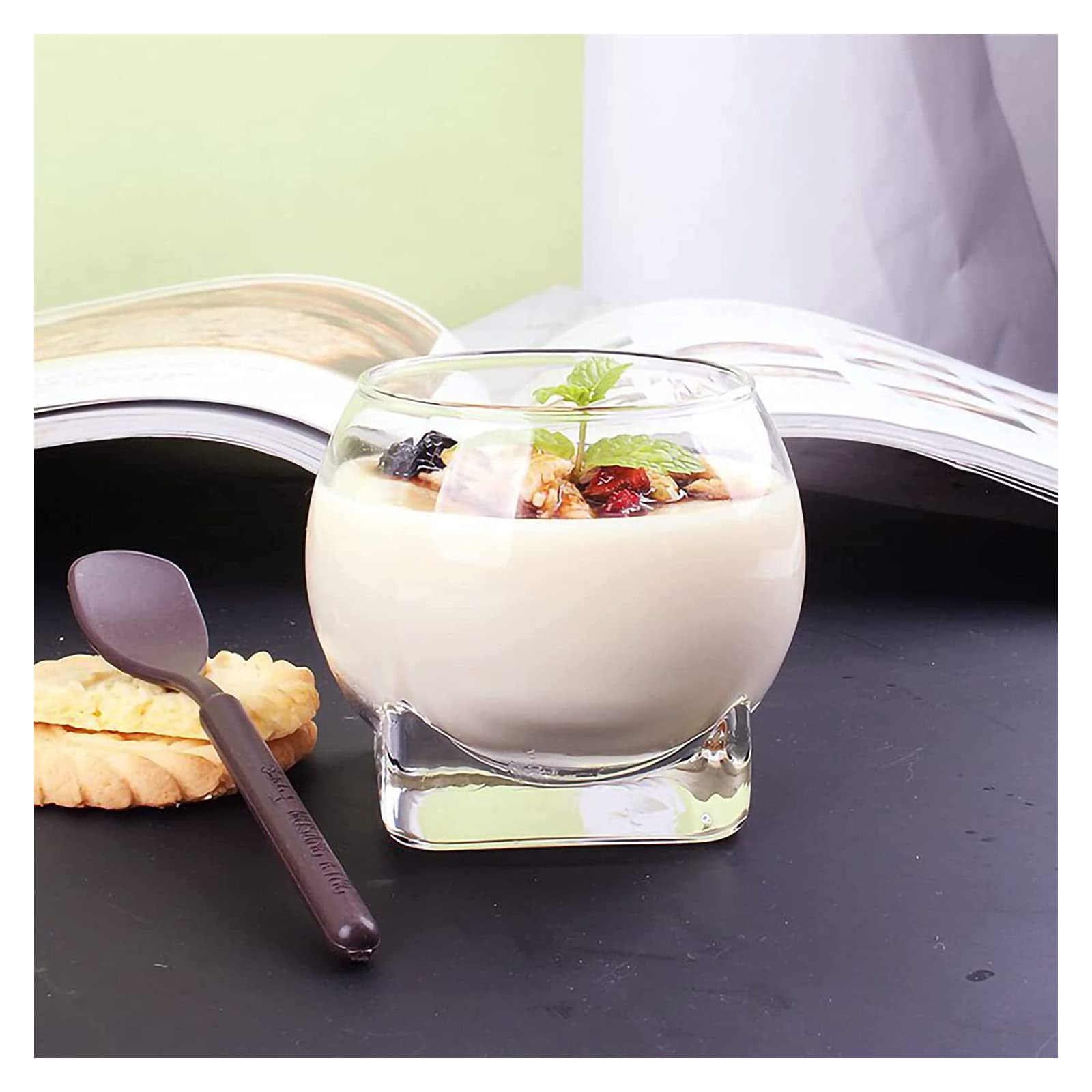 AEFPOYMXU Glass Cute Dessert Bowls Set of 4 Clear Ice Cream Cups Small Dessert Bowls Sundae Bowls for Kitchen Prep Snack Dessert Dishwasher Safe(200ML)