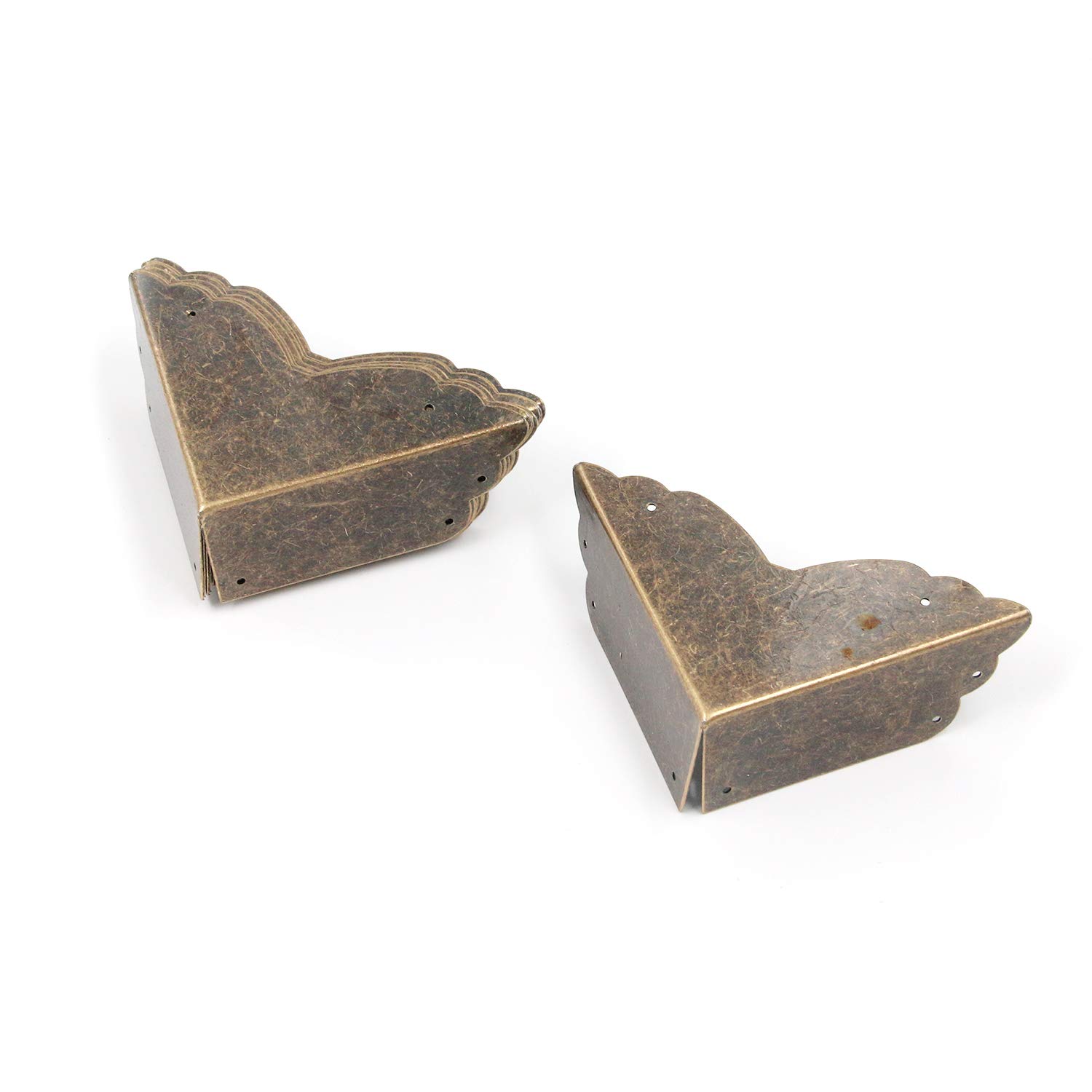 Mcredy Box Corner Protectors Decorative Corner Guards with Mounting Screws 2.8x2.8x1.2"(LxWxH),Side Length 2.8" Corner Bracket Iron Bronze Tone for Photo Album Pack of 8