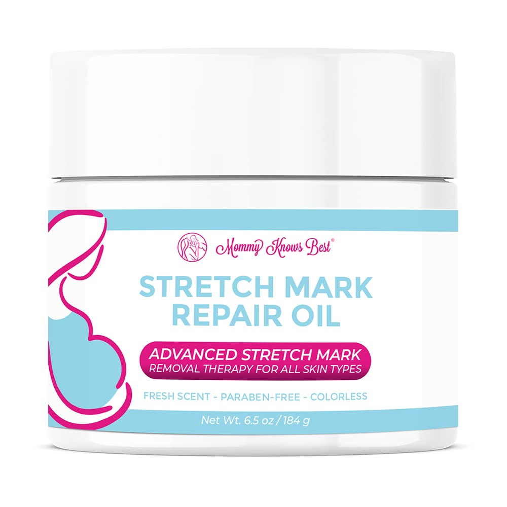 Stretch Mark Oil Cream for Pregnancy & Scar Removal Cream by Mommy Knows Best - Stretch Mark Remover Cream & Scar Cream - Shea & Cocoa Butter Stretch Mark Cream Remover for Maternity Skin Care