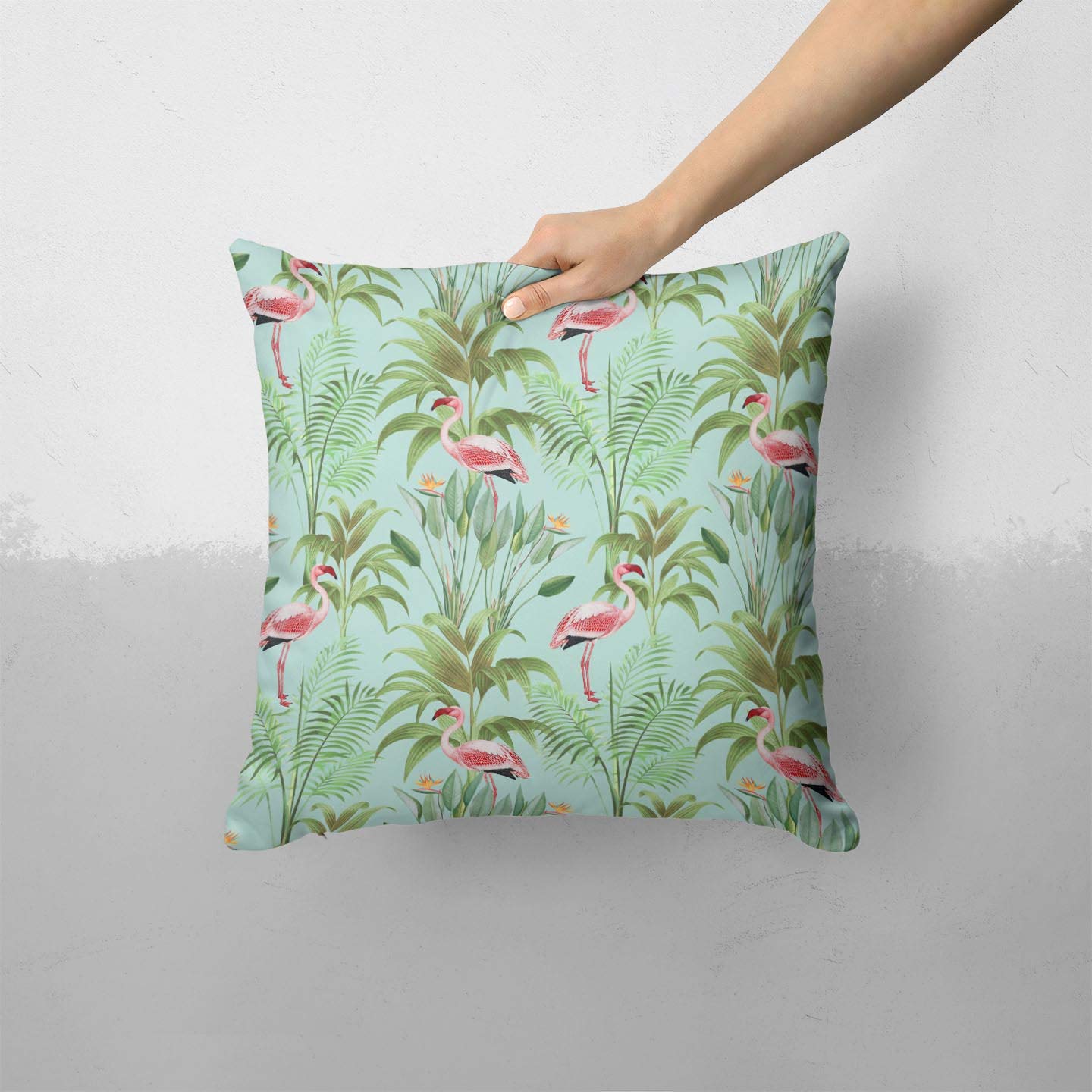 iiRov The Tropical Flamingo Scene - Custom Decorative Home Decor Indoor or Outdoor Throw Pillow Cover Plus Cushion Set for Sofa, Bed or Couch (Pillow CASE Cover Plus Cushion)