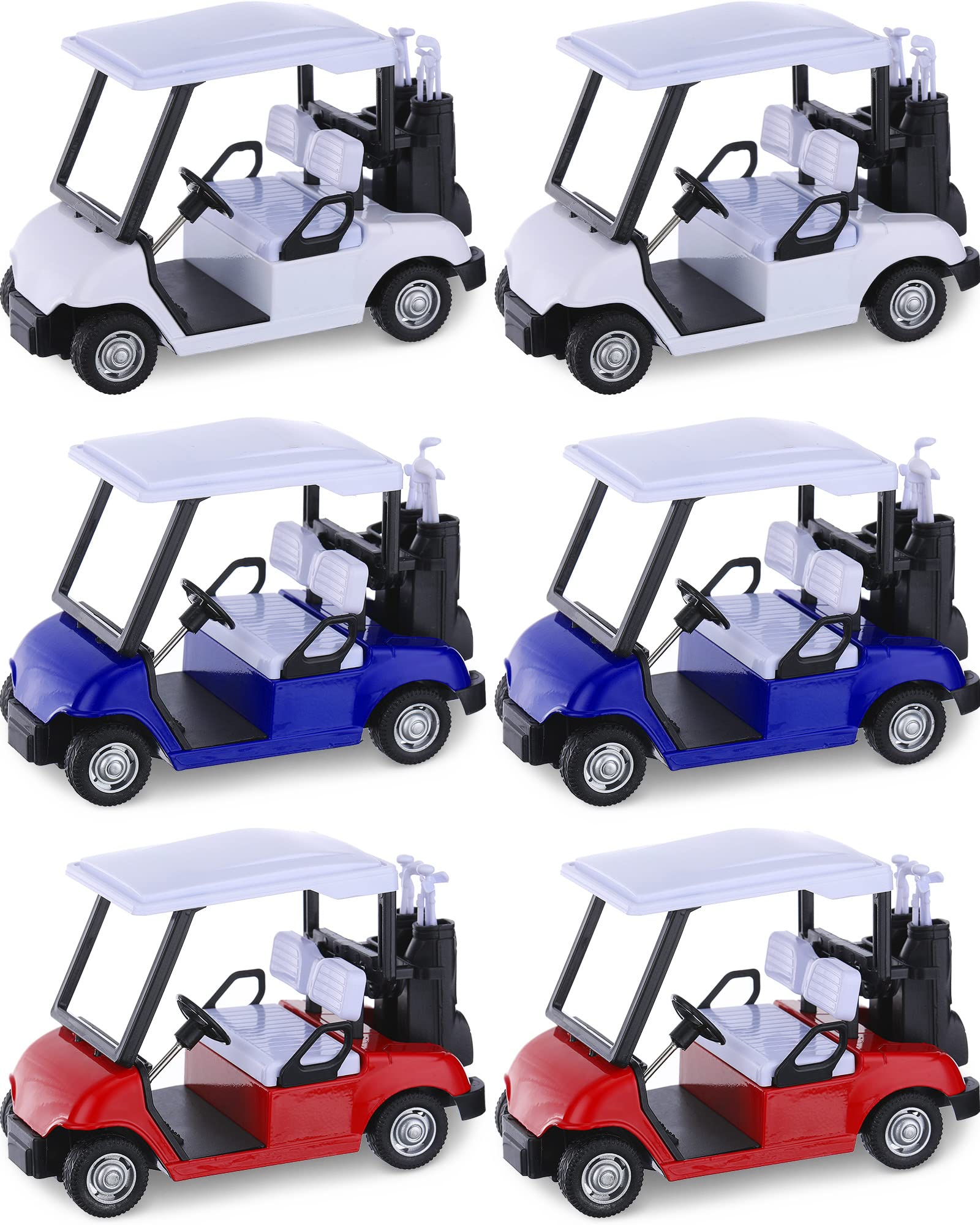 6 Pcs 4.72 Inch Mini Golf Cart Miniature Diecast Golf Cart Decorations Golf Birthday Decorations Metal Pull Back Die Cast Action Toy Golf Cart for Table Golf Decor Golf Party Decorations 1: 20