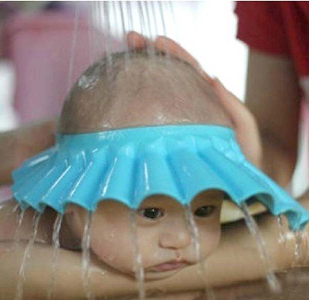 Elandy 3pcs Soft Adjustable Shampoo Bath Bathing Shower Cap Hat Wash Hair Sheet Hat for Baby Kids Children Color Random