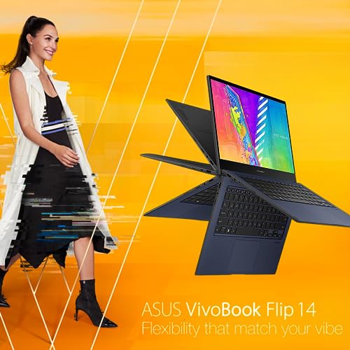 ASUS Newest Thin and Light VivoBook, 14 HD Touchscreen 2-in-1 Laptop, 4GB RAM, 128GB (64G SSD+64G MSD), Intel Celeron Processor, Type-C,HDMI, Microsoft 365 Personal 1-Year, Windows 11 S