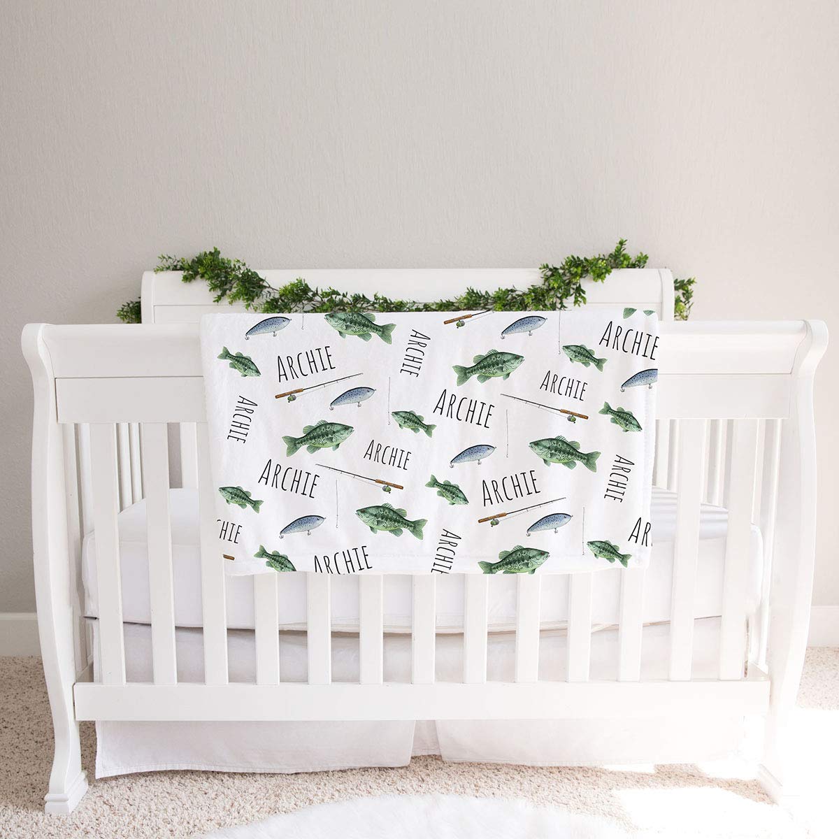 Lovable Gift Co Fishing Personalized Baby Receiving Swaddle Blanket