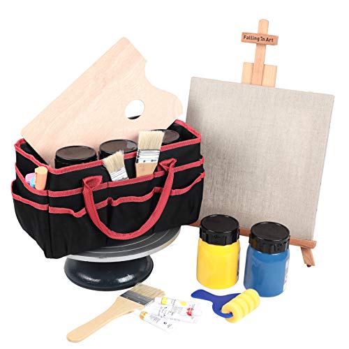 JJRING Craft and Art Organizer Tote Bag - 600D Red Nylon Fabric Art Caddy with Pockets - for Art, Craft, Sewing, Medical, and Office Supplies Storage