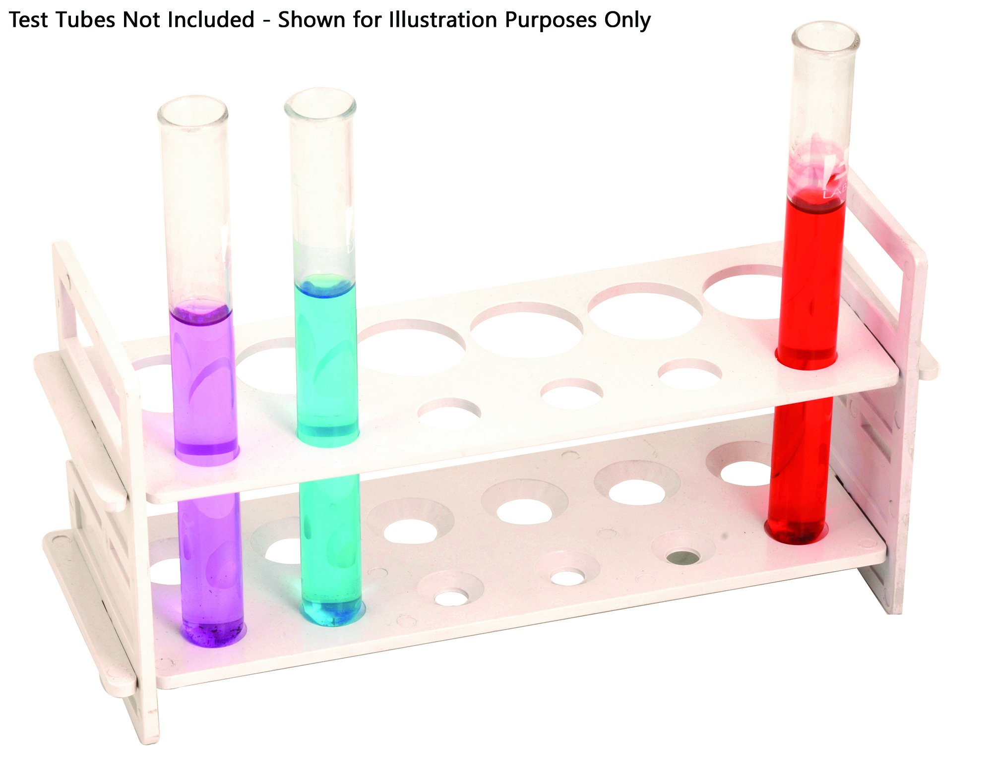 EISCO 12 Hole Test Tube Stand - Holds (6) 30 mm Diameter and (6) 15 mm Diamater Tubes, Stand is Made of Polythene