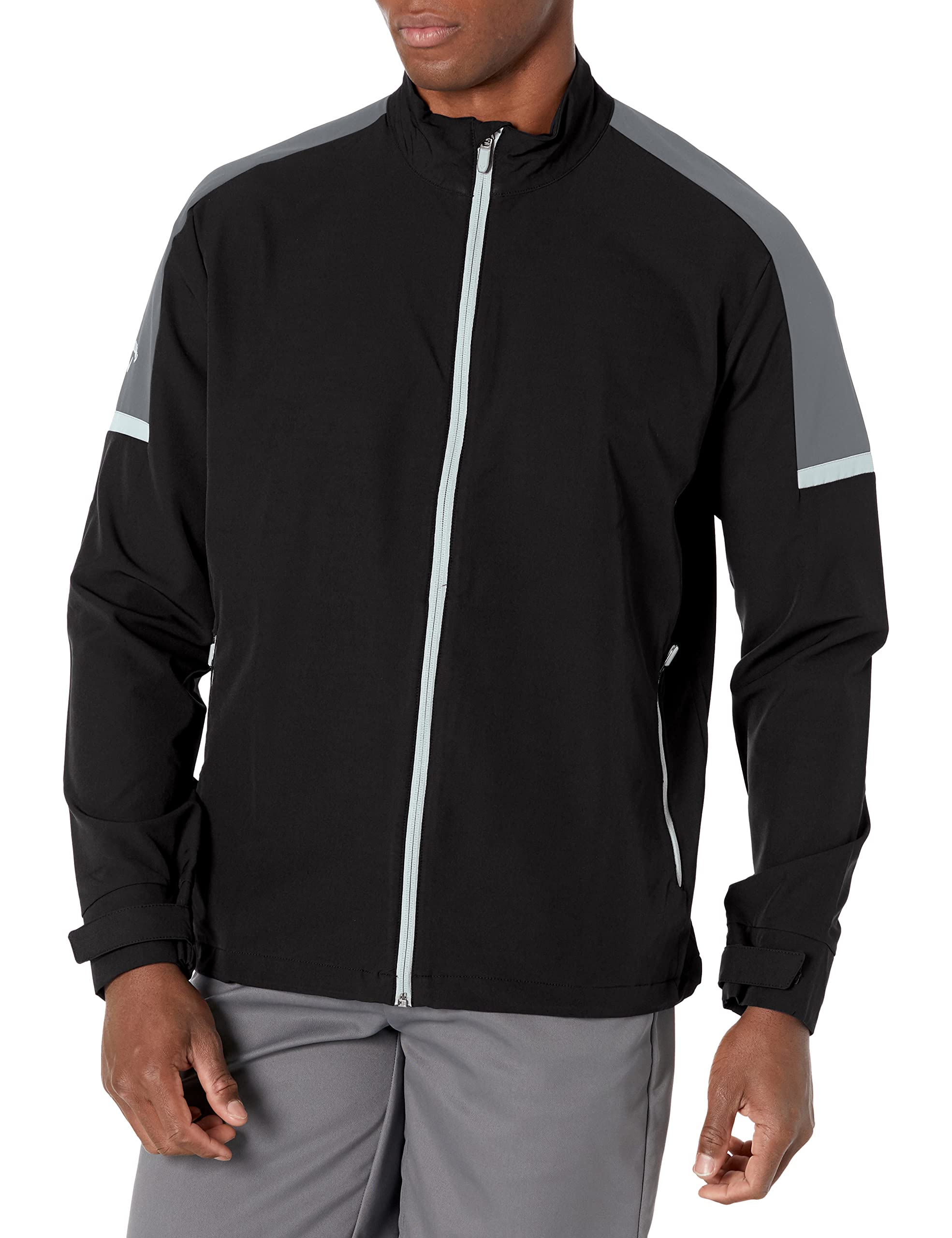 Callaway Men's Swing Tech Blocked Long Sleeve Golf Windbreaker, Caviar, Large
