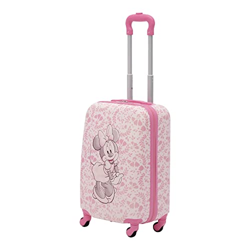 FUL Disney Minnie Mouse 21 Inch Kids Rolling Luggage, Hardshell Carry On Suitcase with Wheels, Pink - Floral